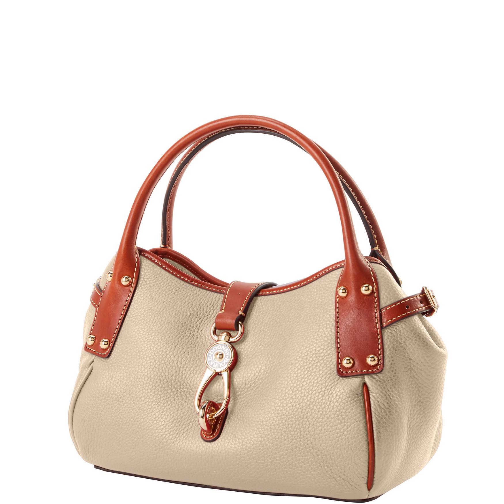 Dooney & Bourke Handbag, Pebble Grain Small Logo Lock Satchel - Bone
