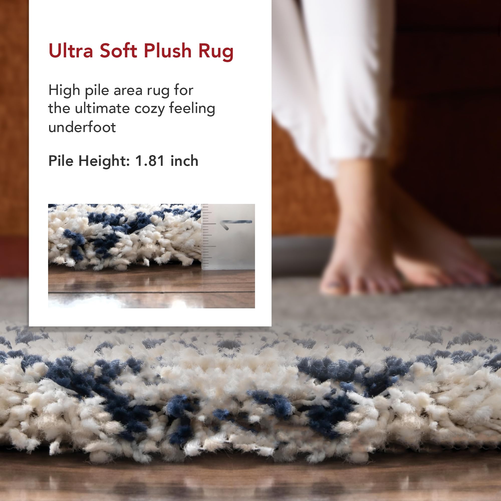 nuLOOM Cuellar Chevron Shag Area Rug, 7x9, Navy
