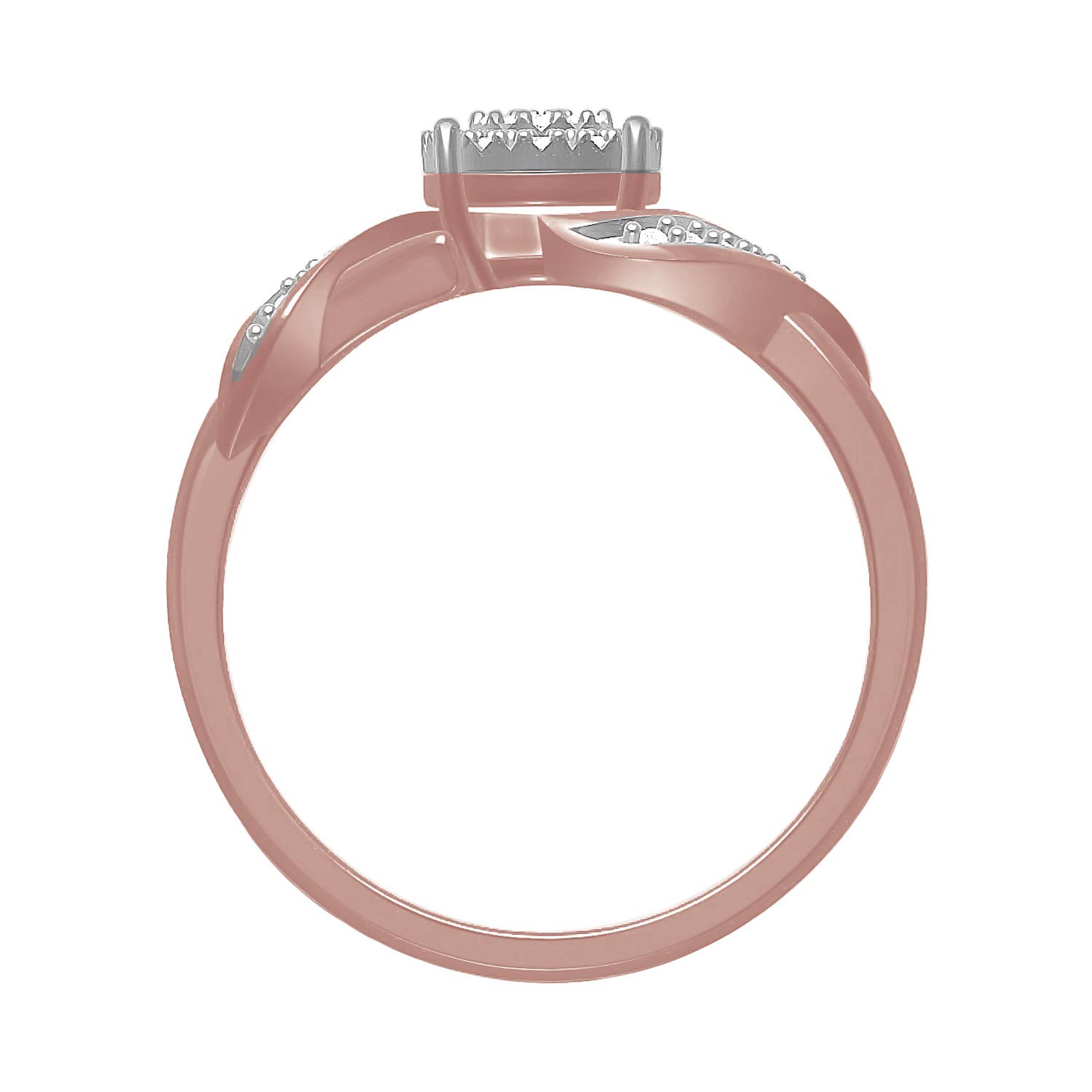 Eternal Bliss 1/5 cttw Round Natural Diamond Ladies Cluster Engagement Ring In 10k Two Tone Rose & White Gold (7)