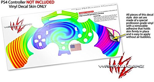 WraptorSkinz Skin Compatible with Sony PS4 Dualshock Controller PlayStation 4 Original Slim and Pro Rainbow Swirl (Controller NOT Included)