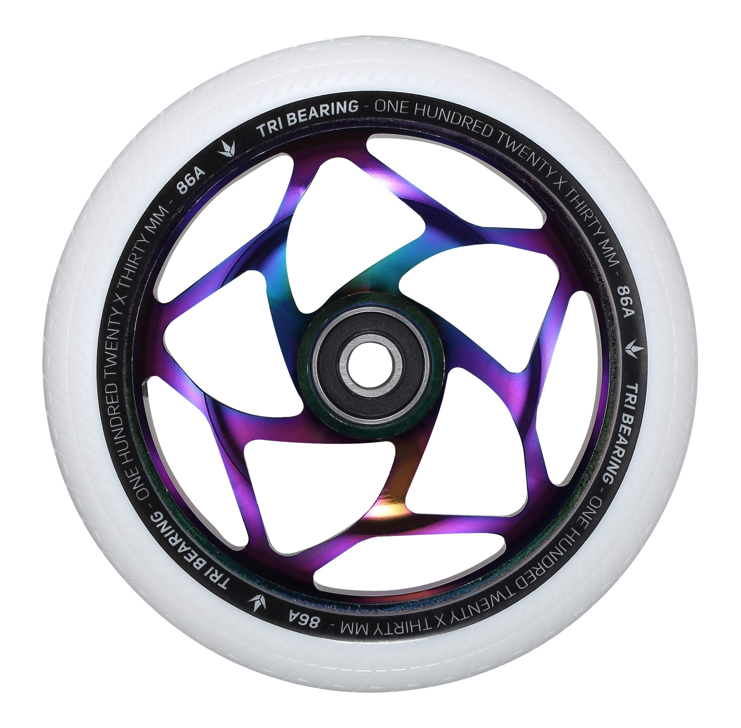 Envy Scooters 120mm/30mm TRI Bearing Wheels PAIR - Oil Slick/White