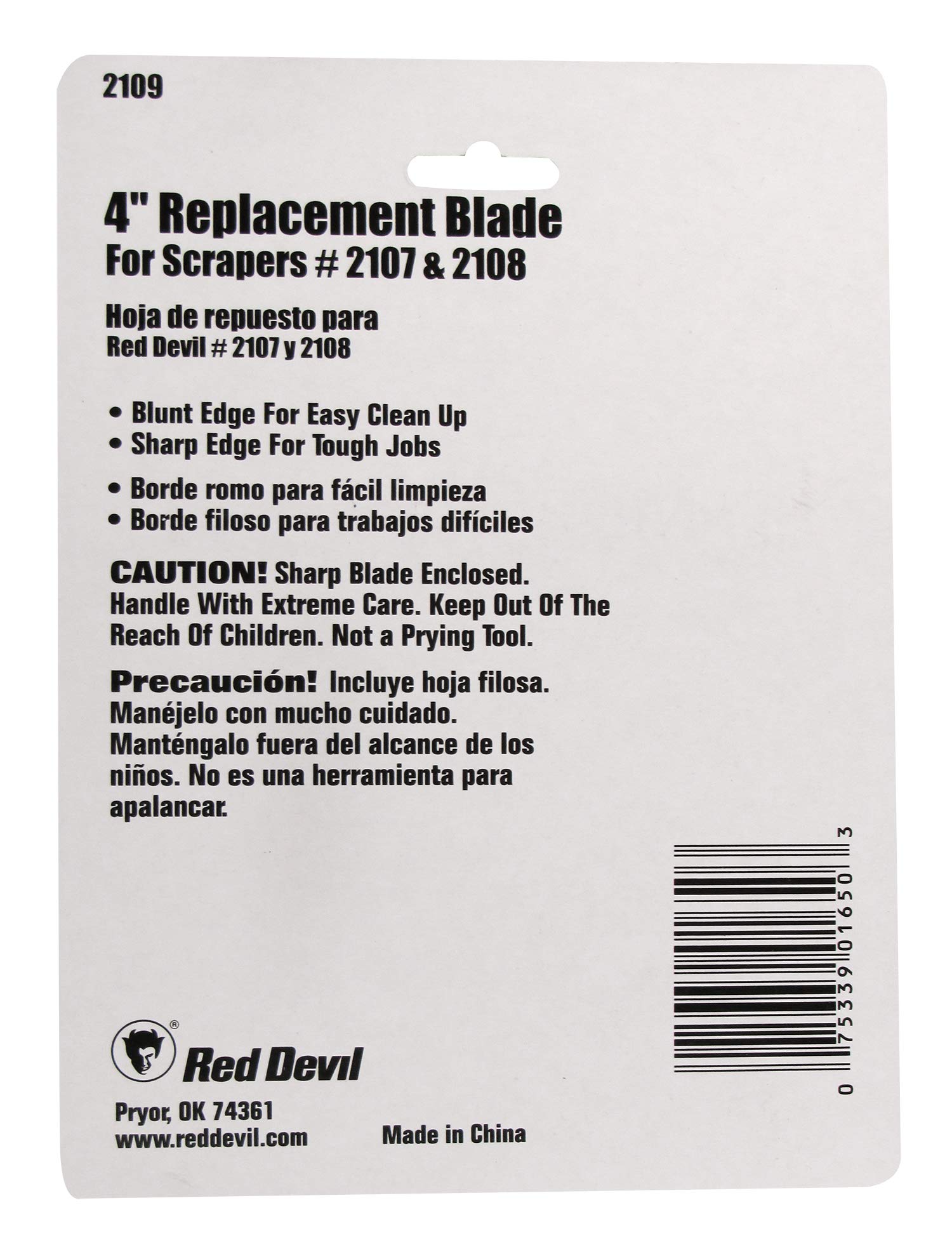 Red Devil 2109 Floor, Scraper, Replacement Blade, Black