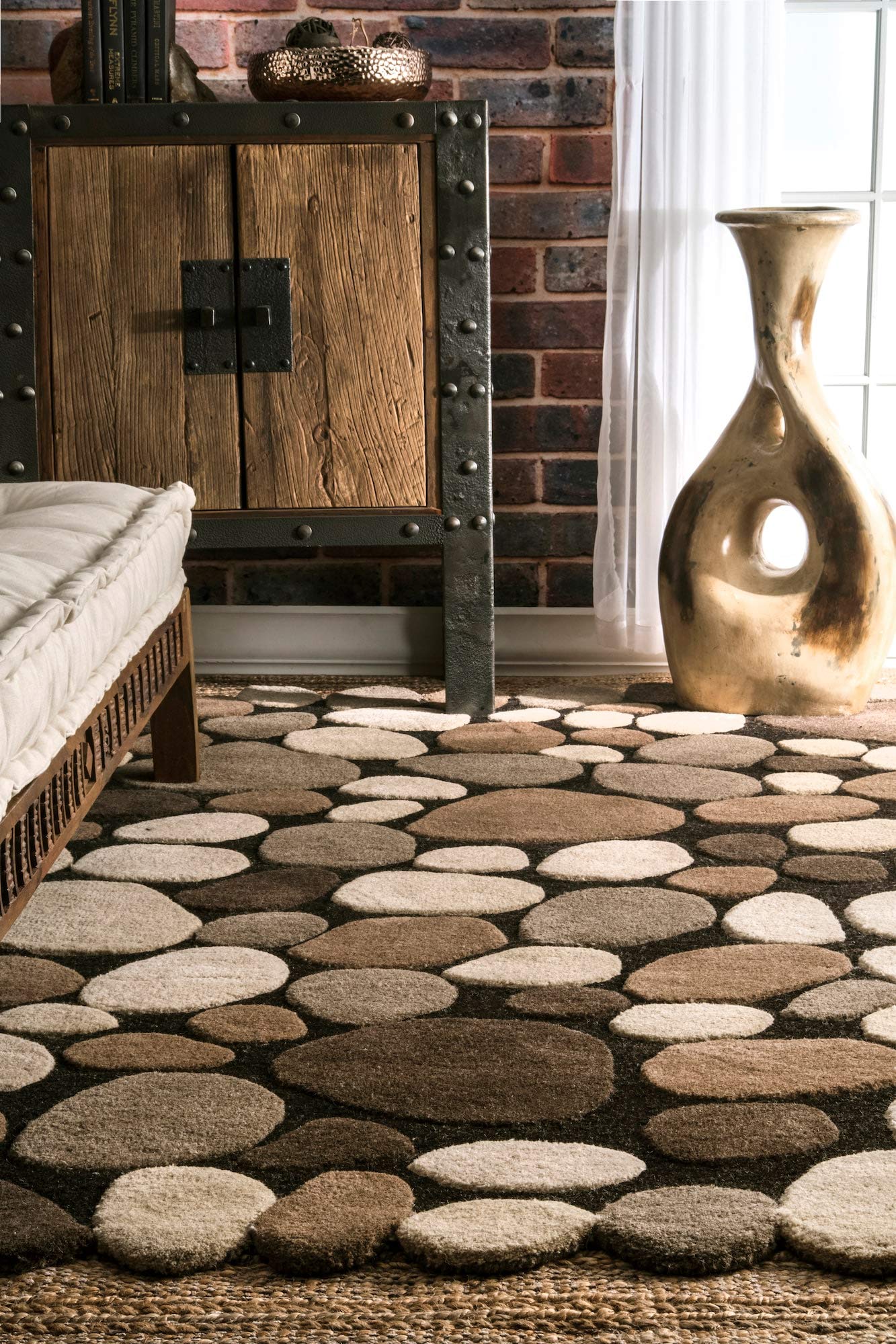nuLOOM Hand Tufted Pebbles Area Rug, 5' x 8', Natural