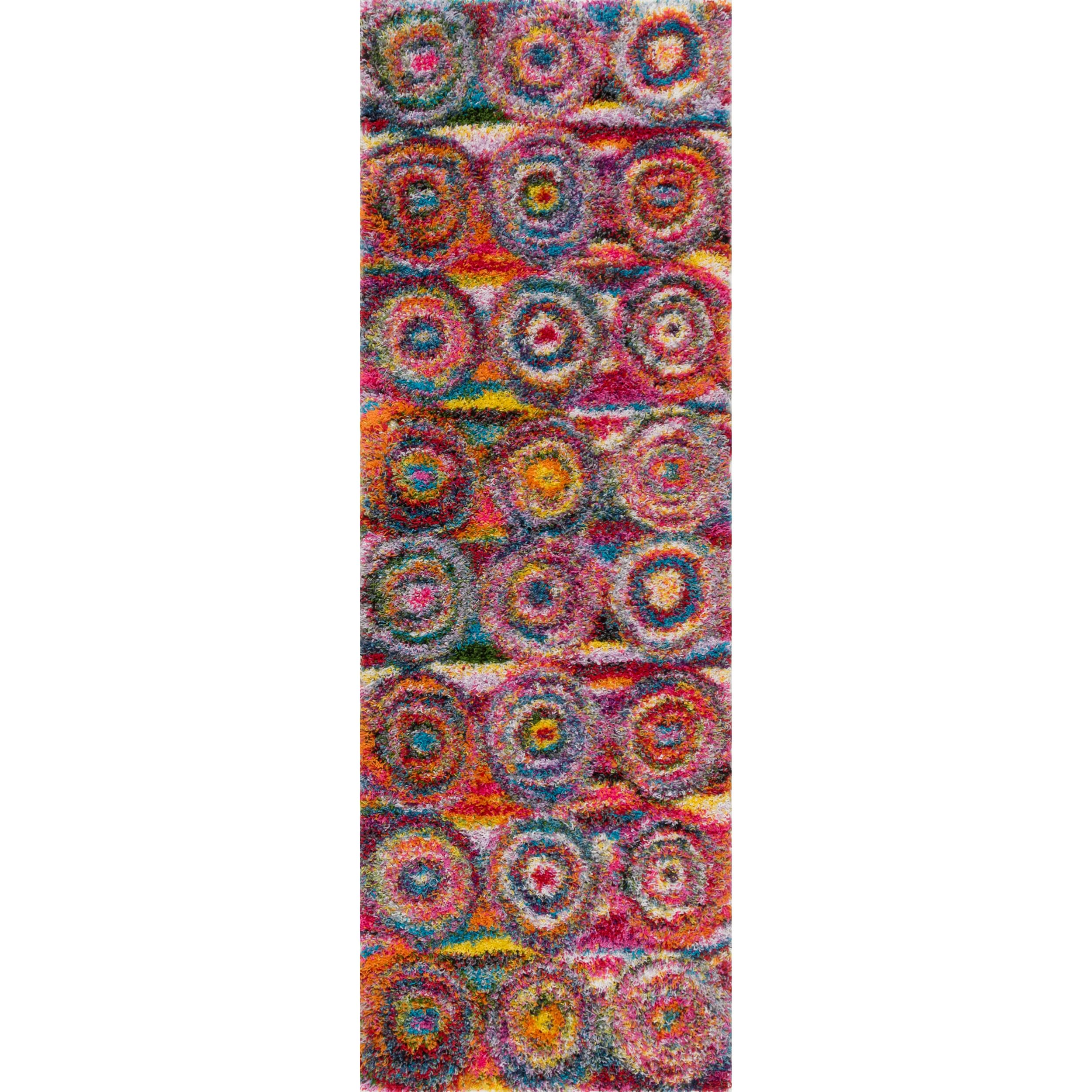 nuLOOM Kindra Abstract 2x6 Runner Shag Rug for Living Room Bedroom Dining Room Nursery Entryway Hallway, Multicolor/Red