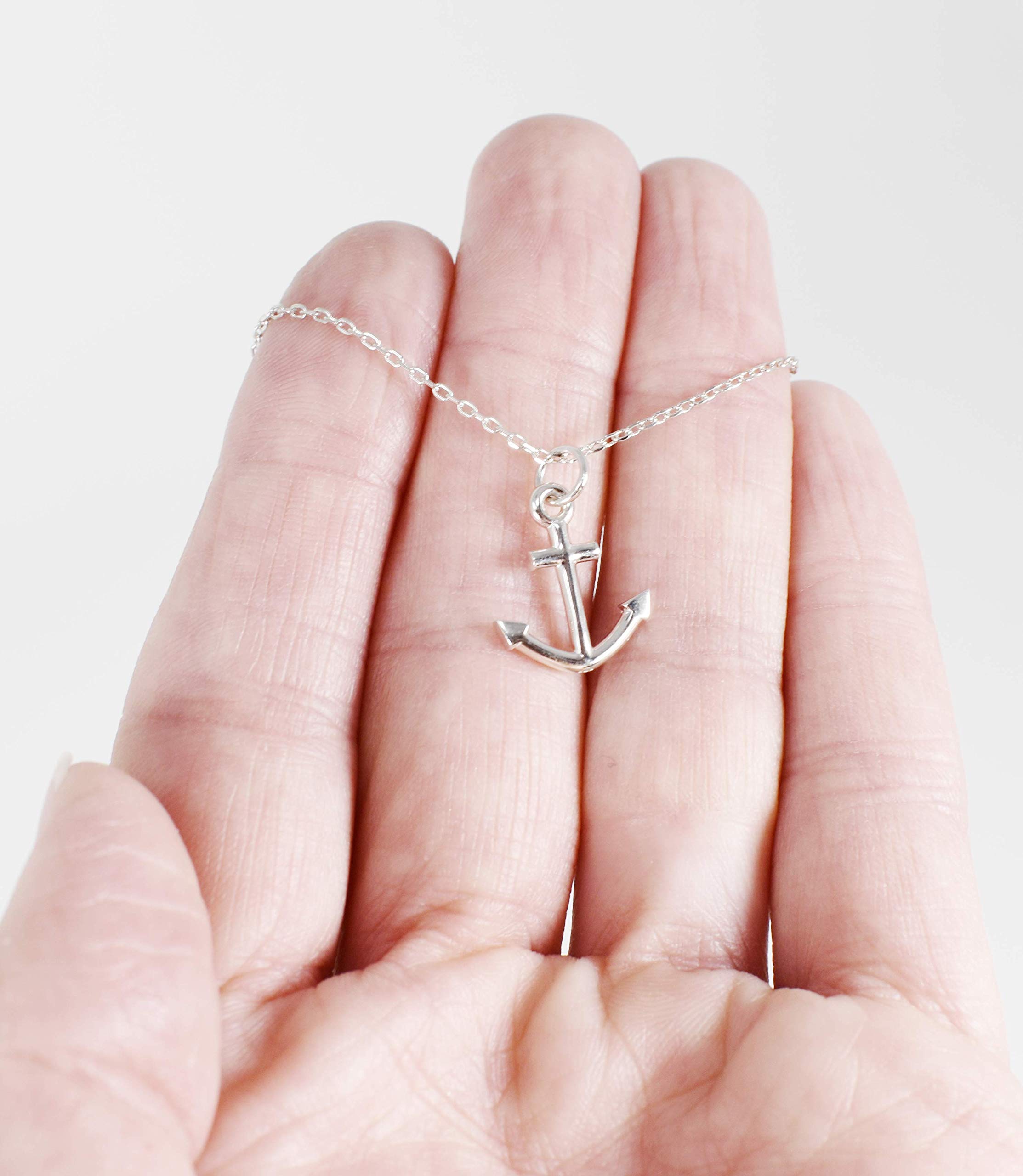 Dote Dainty Anchor Pendant Genuine .925 Sterling Silver Necklace 16-18" Adjustable Chain