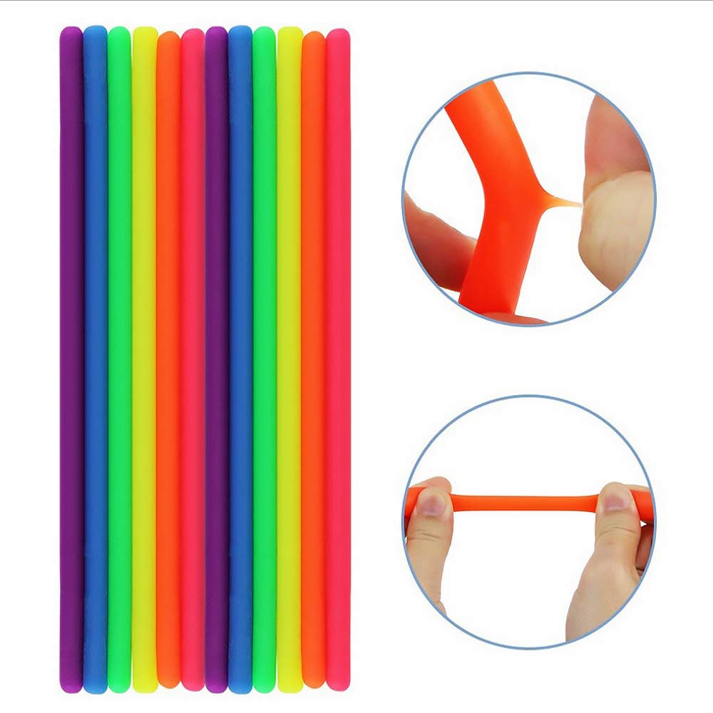 ZONESTA 12 Packs Colorful Sensory Fidget Stretch Toys-Stretchy Strings Stretchy Noodles Fidget Toy for Relaxing Toy