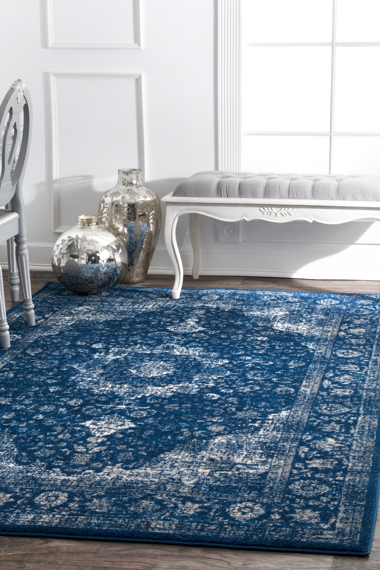nuLOOM Paisley Verona Vintage Persian Area Rug, 4' x 6', Dark Blue