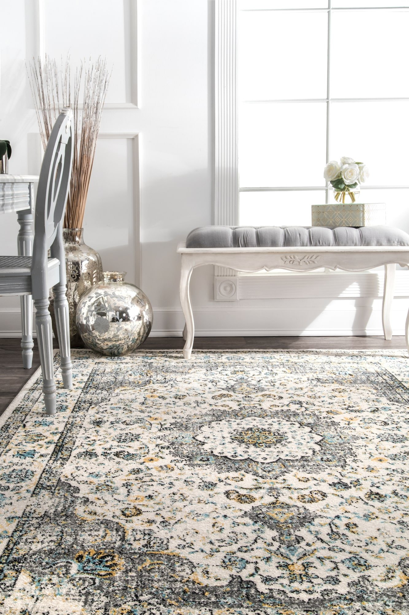 nuLOOM Paisley Verona Vintage Persian Area Rug, 2' x 3', Grey