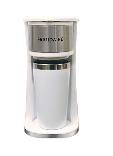 Frigidaire Stainless Steel Coffee Maker - Single Cup With Insulted Travel Mug ECMK095 with 420ml Capacity (White)