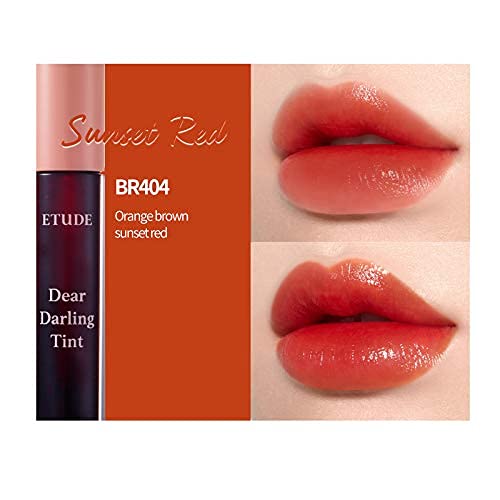 ETUDE Dear Darling Water Gel Tint (Sunset Red #BR404) - Long-lasting Effect up with Fruity, Juicy, Moist, and Vivid coloring…