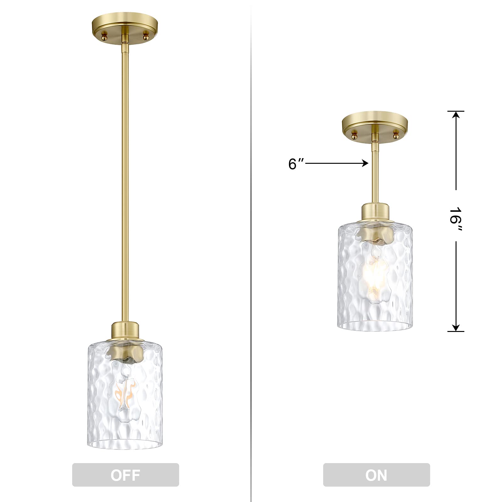 Dolaimi House 1 Light Modern Globe Pendant Light Brushed Nickel Finish Clear Hammer Glass Chandelier Shade, Adjustable Height Hanging Pendant Lighting Fixture for Kitchen Island, Dining Room