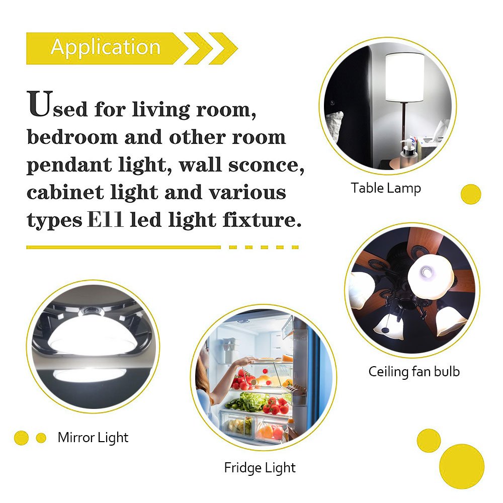 E11 led Bulb 75w 100w Halogen Bulb Replacement, JD T4 e11 Mini Candle Holder Base 110V 120V 130 Voltage Input Bulb. 4 Packs (e11 Daylight White)