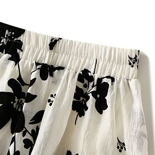 Gown Women Elegant Lace Skirt Medium and Long Tulle High Elastic Waist A Line Maple Leaf Print Beach Club Beige