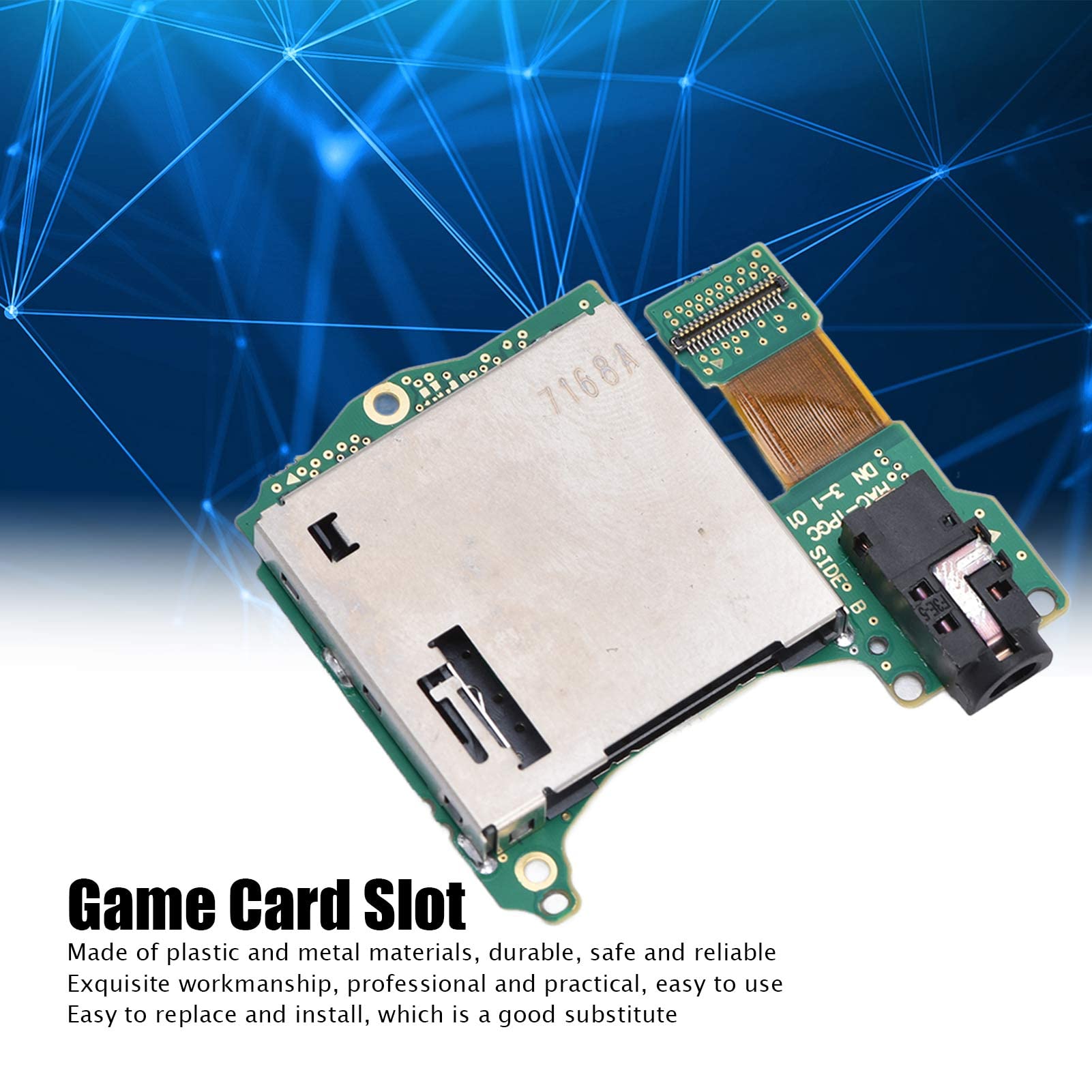 HOLPPO Game Card Slot,Durable Plastic and Metal Replacement Game,Simple to Replace Headphone Jack Port Game Card Reader Slot for Switch