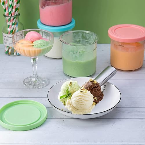 Creami Deluxe Pints, for Ninja Creami Pint Containers,16 OZ Ice Cream Container Reusable,Leaf-Proof Compatible NC301 NC300 NC299AMZ Series Ice Cream Maker