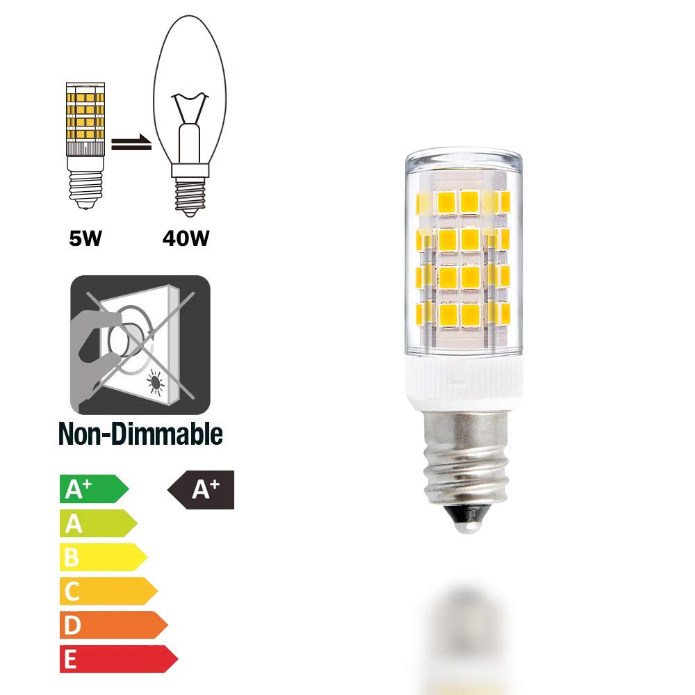 E12 SES LED Light Bulbs Capsule Bulbs Small LED Corn Light Bulbs 5W AC110-120V 400Lm Warm White 3000K Chandelier Candelabra Light Bulbs 6 Pack by ENUOTEK