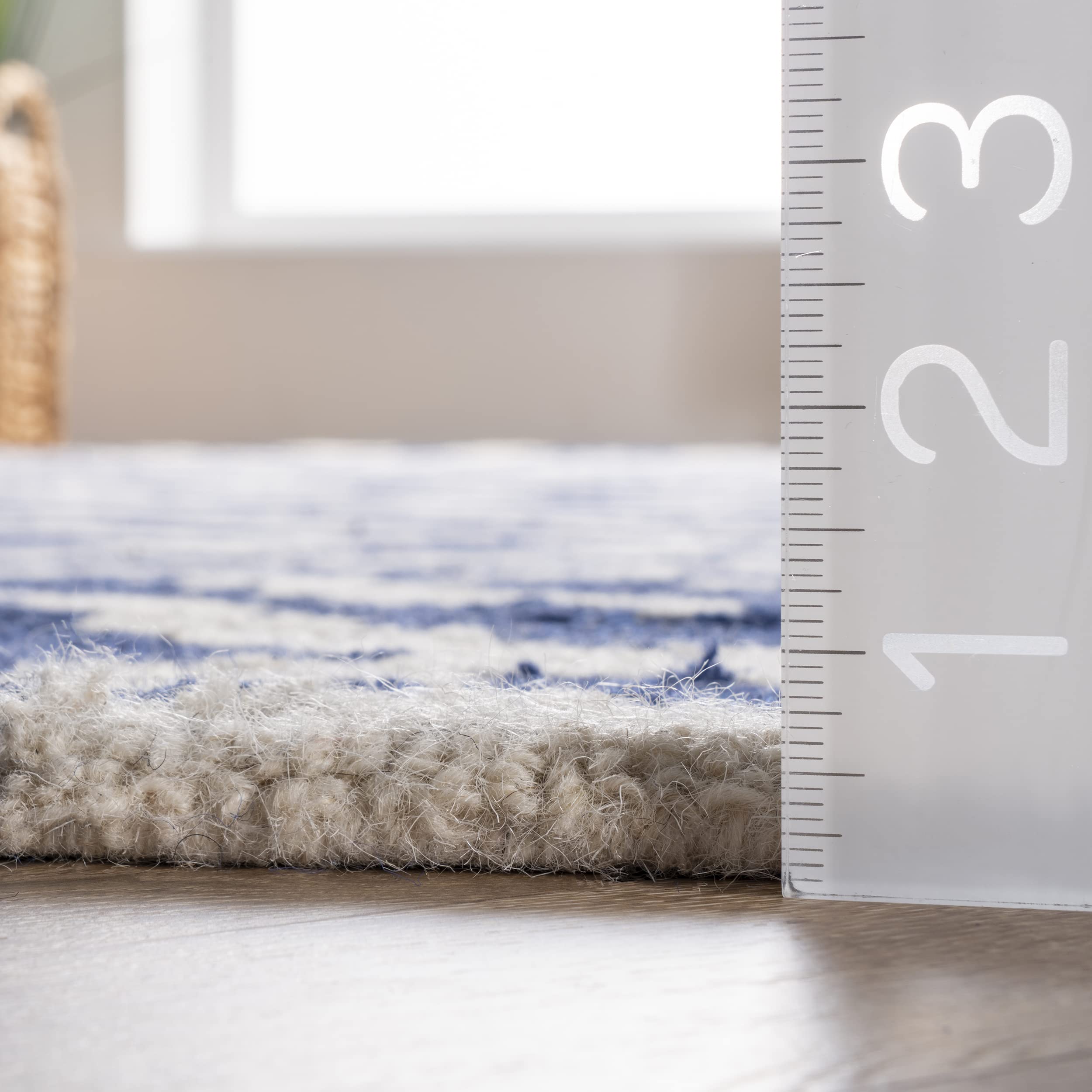 nuLOOM Kellee Hand Tufted Geometric Wool Area Rug, 5x8, Navy