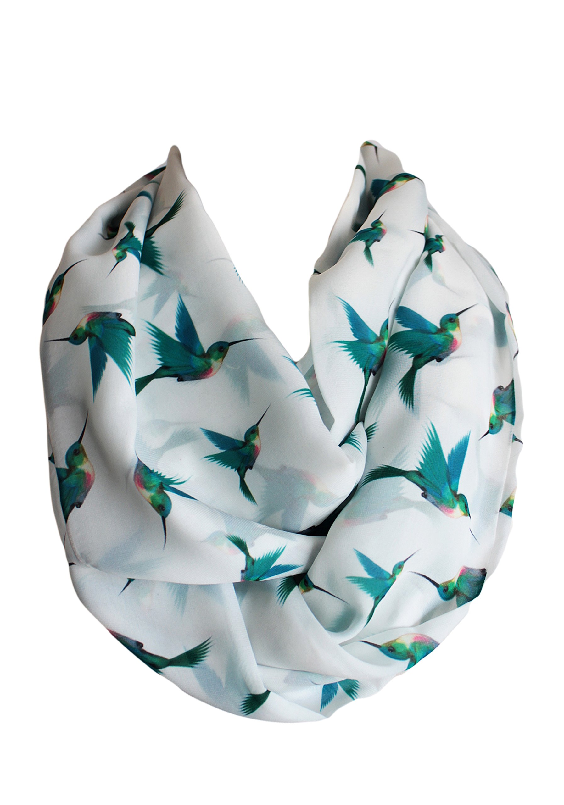Etwoa Teal Blue Birds Pattern Infinity Scarf Circle Scarf Loop Scarf