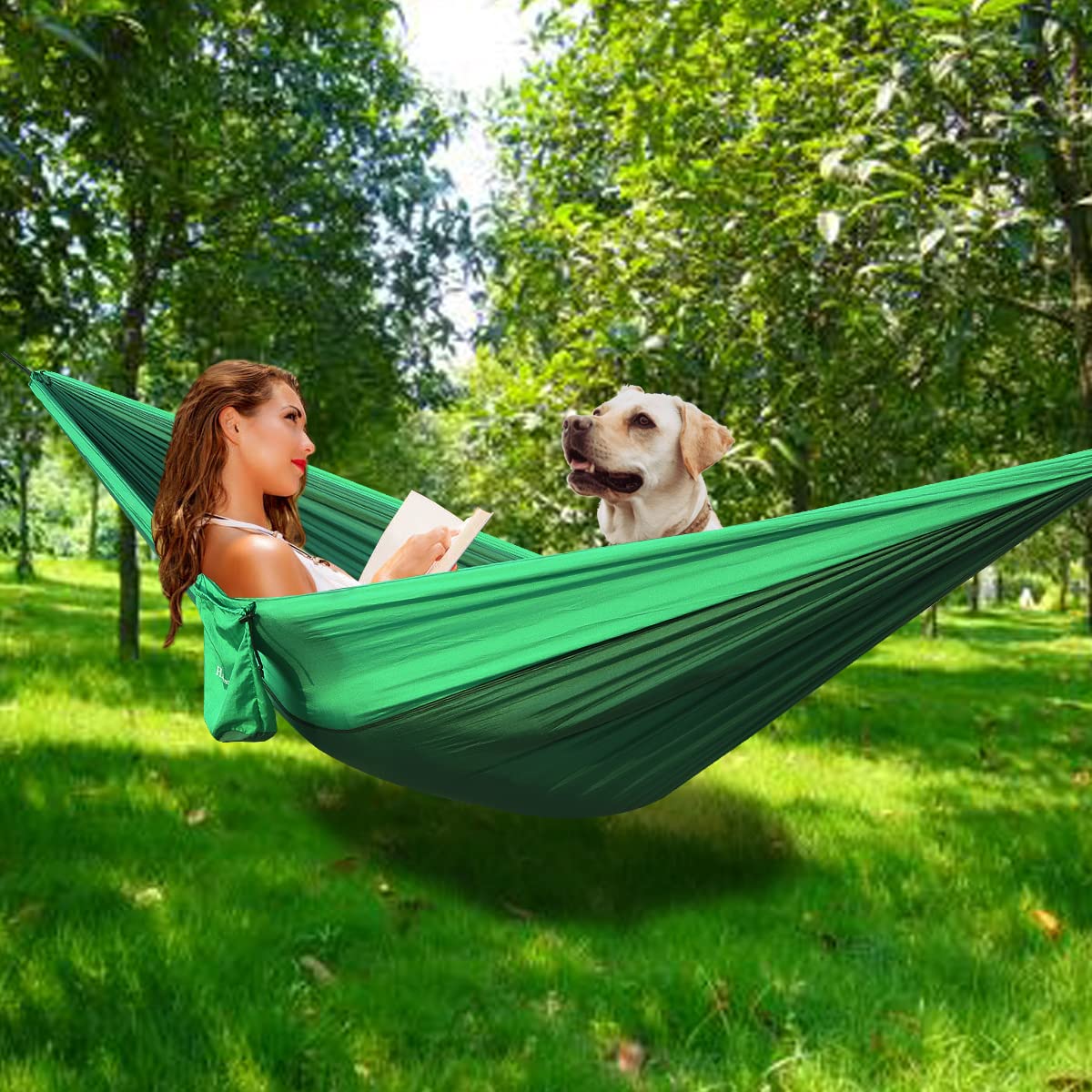 Double Hammock, Camping Hammock with 2 Tree Straps(16+2 Loops), Two Person Hammocks with 210T Nylon Parachute Portable Lightweight Hammock for Backpacking, Outdoor, Beach, Travel, Hiking, Camping Gear
