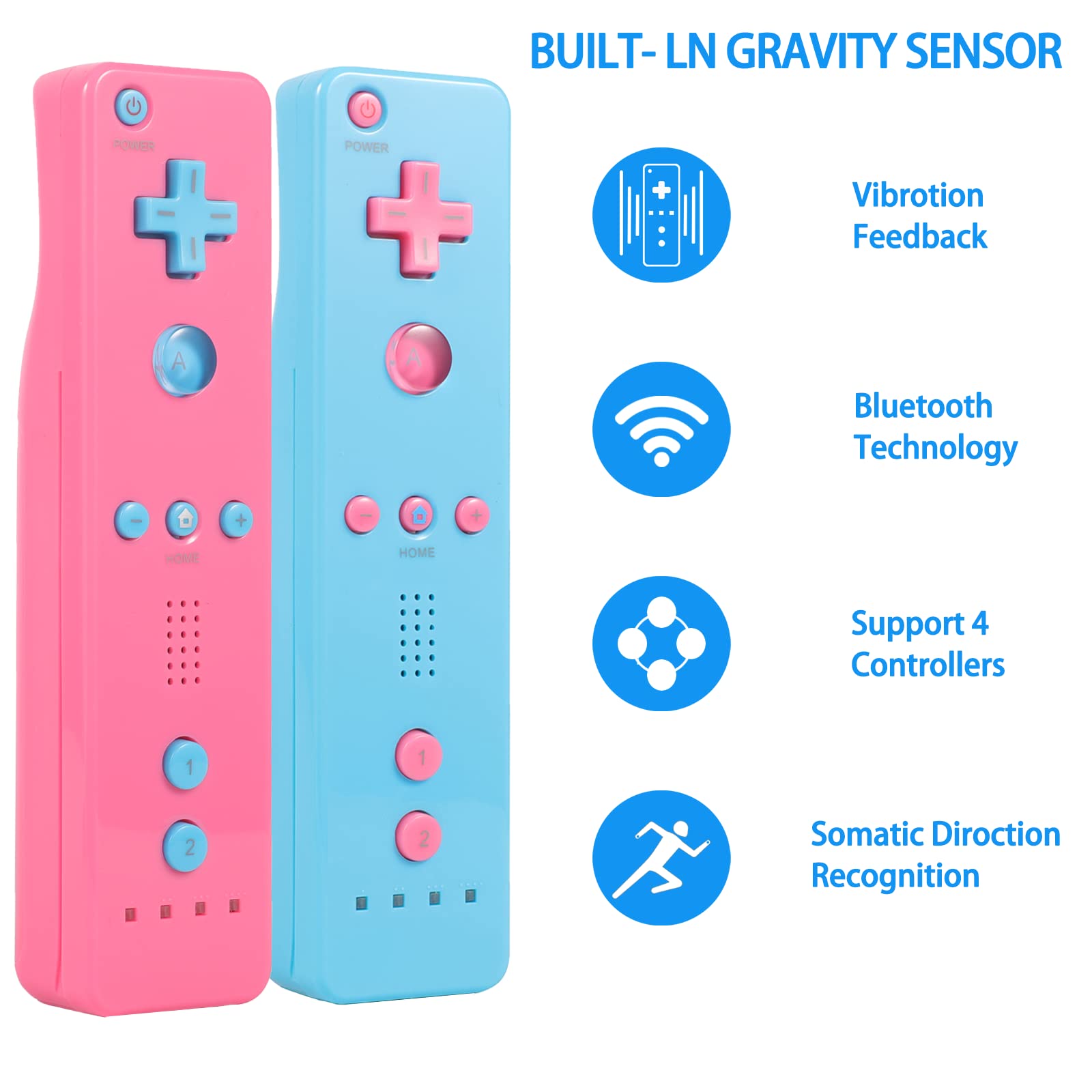 Doueuain Controller, Remote Controller with Silicone Case and Wrist Strap (New Pink and Blue)