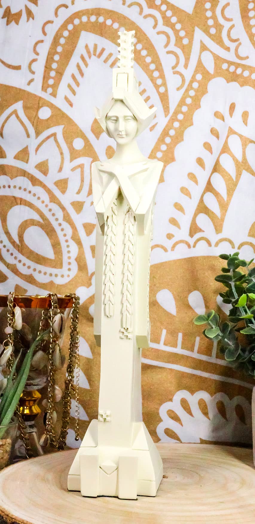 Ebros Frank Lloyd Wright Architecture Midway Gardens Collectible White Sprite with Crossed Arms Statue Reproduction Sculpture 13.75" Tall Home Decor Figurine