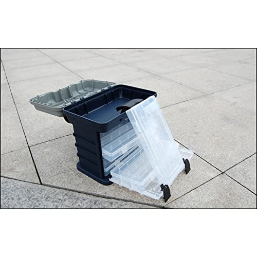 GPPZM 1 Pcs 26 * 16 * 26cm 4 Layer PP+ABS Fishing Tackle Box Plastic Handle Fishing Box Fishing Tools Storage Box