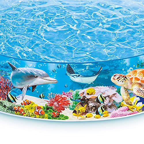 Intex Deep Sea Blue 8 Feet x 18 Inch SnapSet Instant Round Plastic Above Ground Swimming Kiddie Pool for Ages 3 Years and Up, Blue
