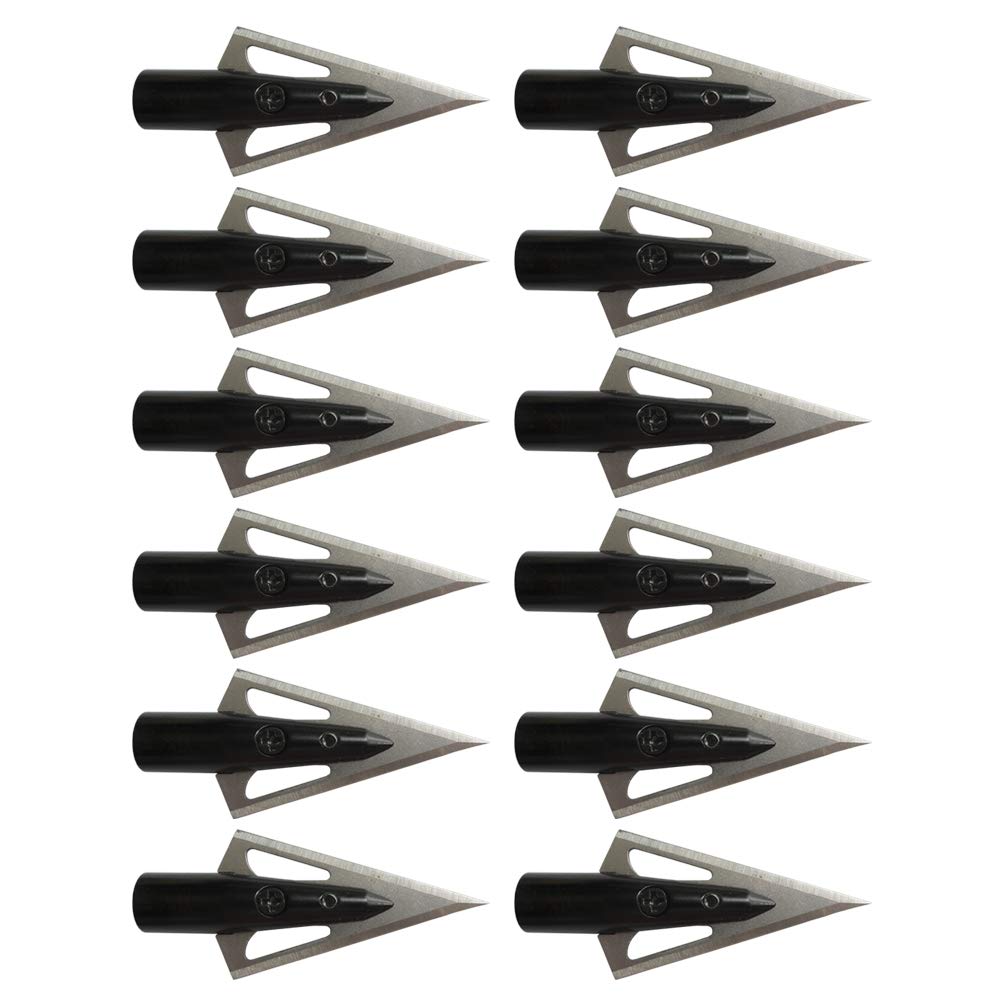 e5e10 12pcs Cross Broadheads 100 Grain 4 Blade Crossbow Broadhead Sharp Arrow Point for Hunting Crossbow Compound, Silver
