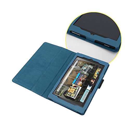 EpicGadget 2019/2017 Amazon Fire 7 Case, Smart Cover Case for Fire 7 Premium PU Leather Folding Folio Stand Case for Fire 7 inch (2019/2017 Release) + 1 Screen Protector and 1 Stylus (Navy Blue)