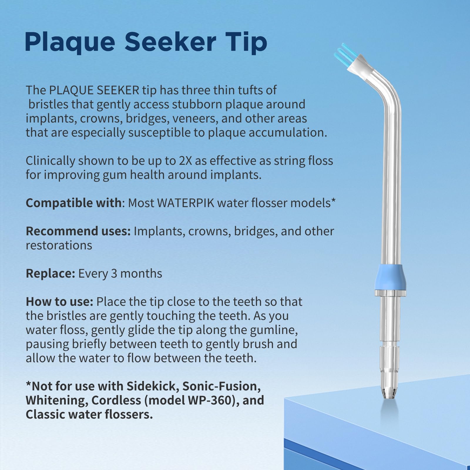 Replacement Heads for Waterpik, Replacement Picks for Water Pik Water Flosser (6 Plaque Seeker Tips)