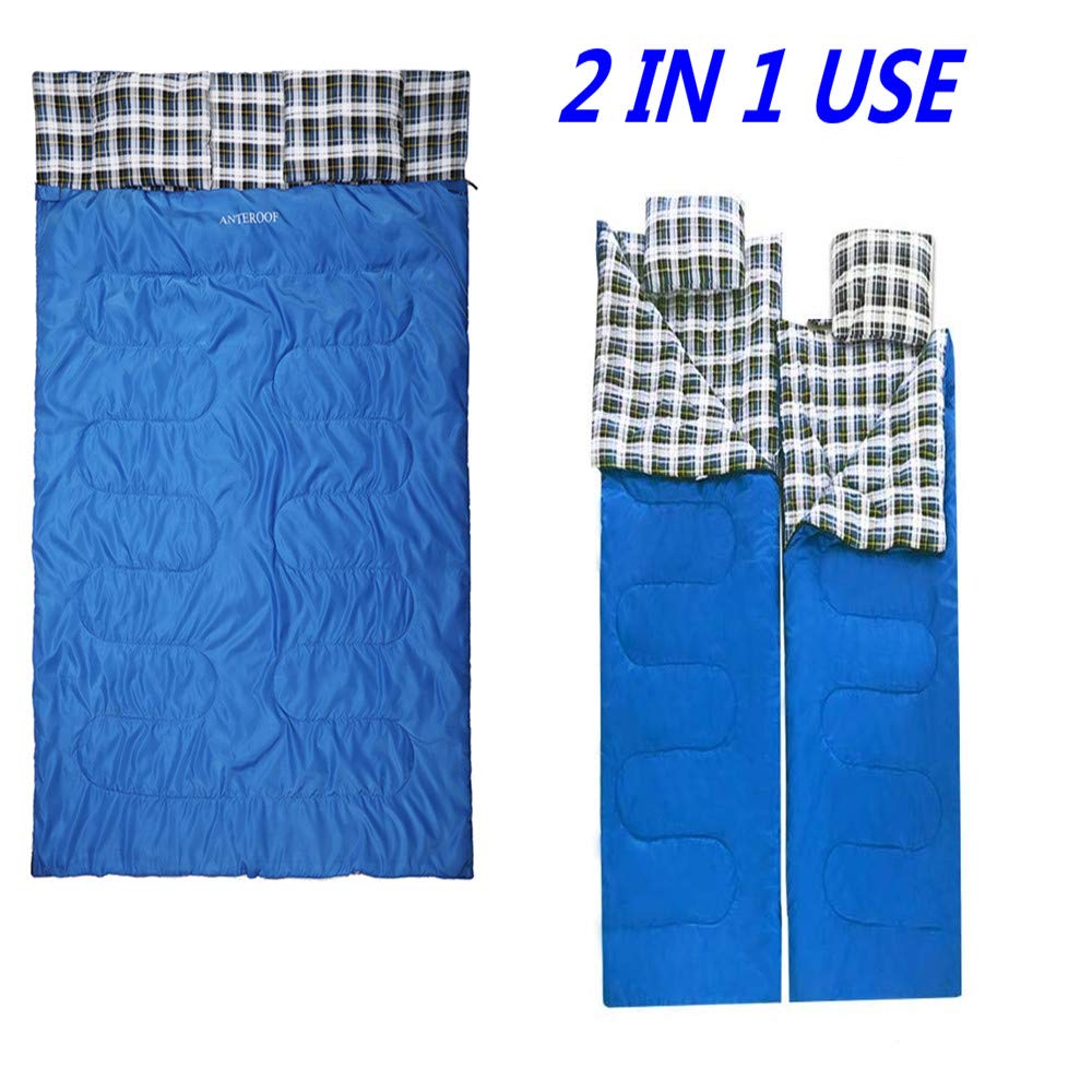 Double Sleeping Bag 2 Person Sleeping Bags with 2 Pillows Adults Teens Portable Lightweight XL Camping Sleeping Bag for Camping Backpacking Hiking Outdoor, 2022 Upgraded