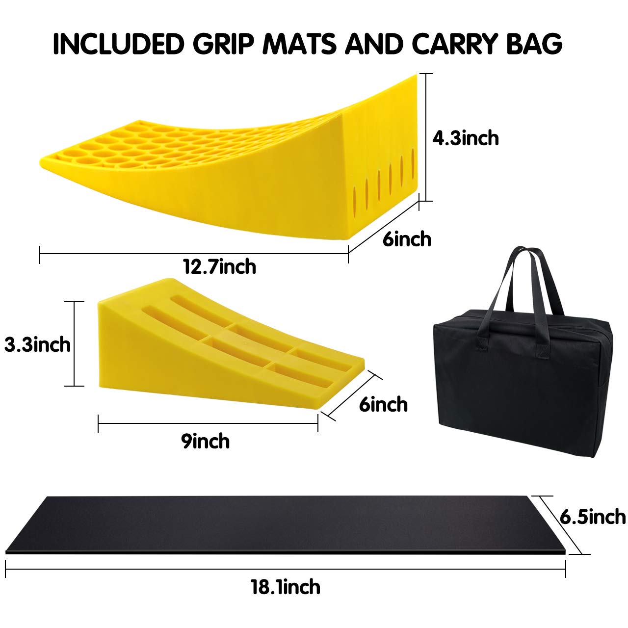 Eazy2hD Camper Leveler 2 Pack - RV Leveling Blocks, Includes Two Curved Levelers, Two Chocks, and Two Rubber Grip Mats, Heavy Duty Leveler Works for Camper