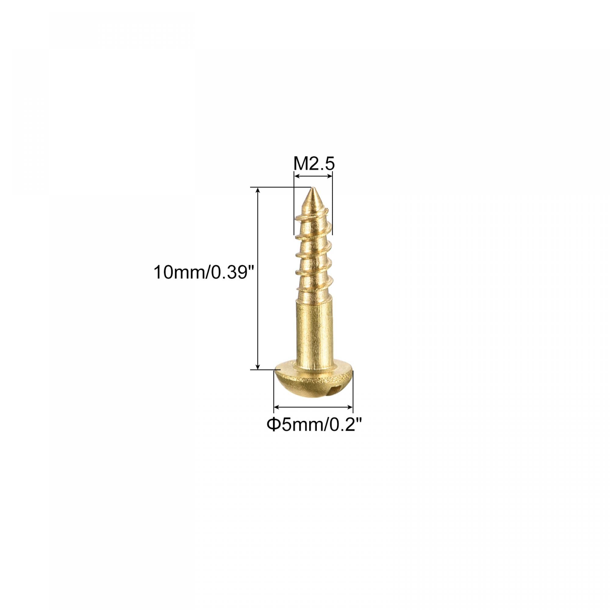 uxcell Wood Screws M2.5 x 10mm Slotted Round Head Brass Self-Tapping Screw 50 Pcs