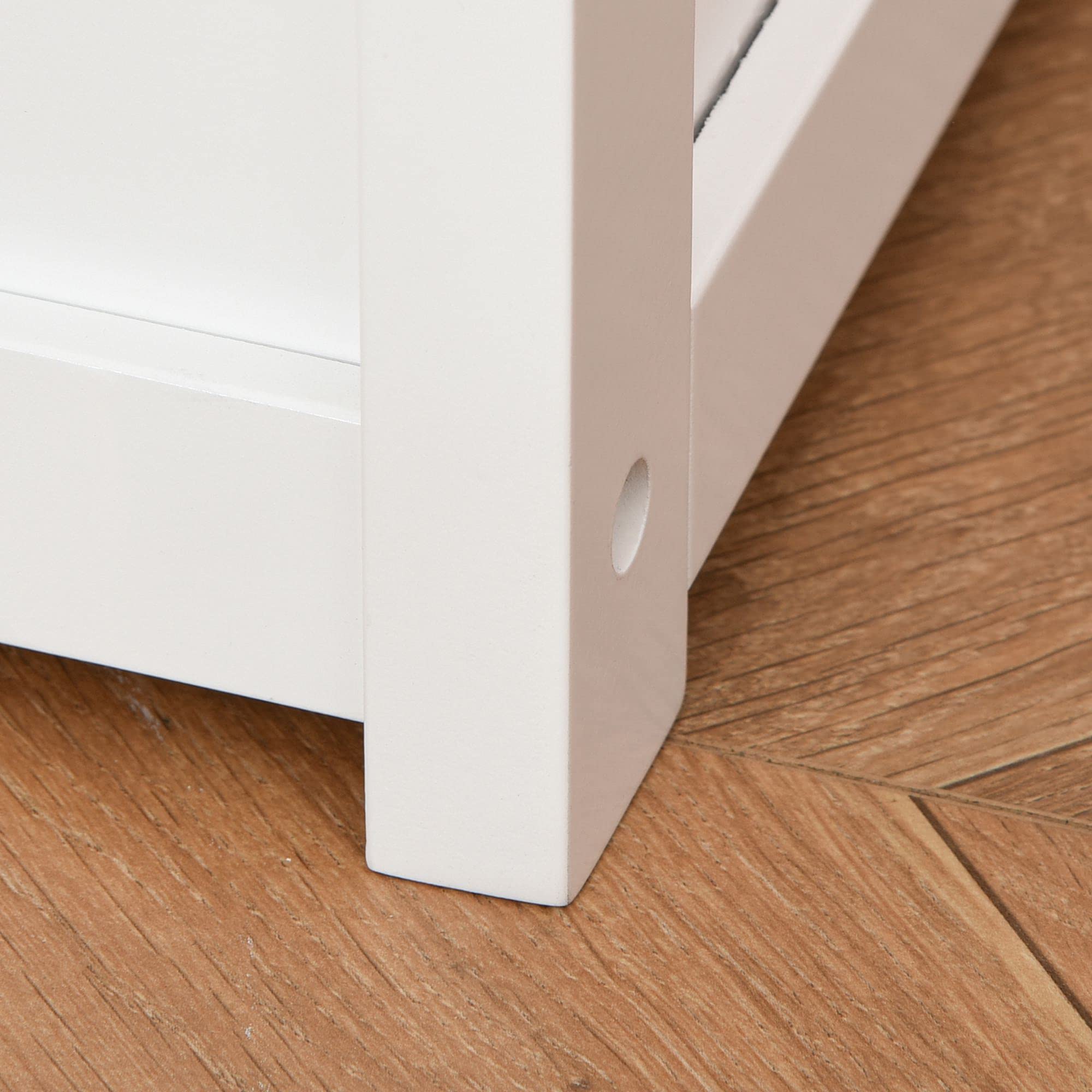 HOMCOM Qaba 2-In-1 Kids Toy Chest Storage Box with Seat Bench Cabinet Chunk Cube with Safety Pneumatic Rod White