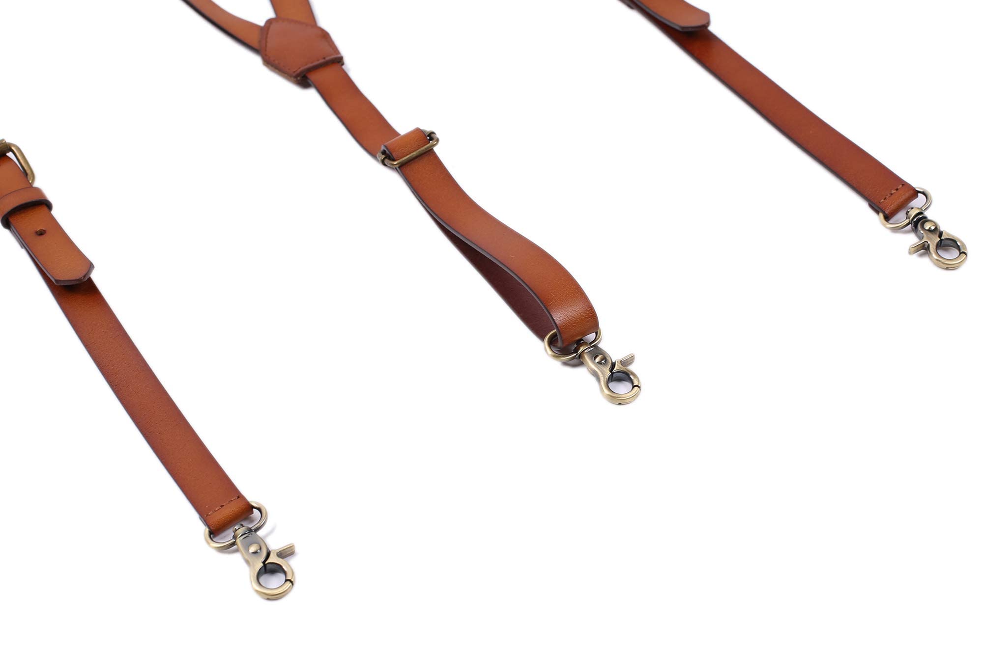 Exception Goods Leather Suspenders For Men, Personalized Brown Genuine Leather, Groomsmen Gifts (L Fits 5'2"-6'23", Brown)