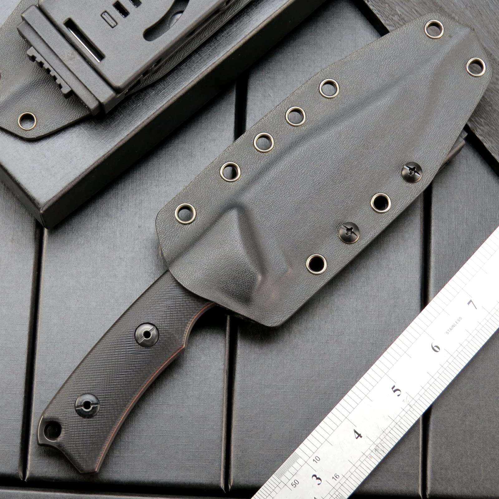 Eafengrow EF124 Fixed Blade Knife 14c28n Steel Blade Coated Black Titanium, G10 Handle Fixed Knife for Outdoor Camping Hunting Survival EDC Tool Knives with Kydex Sheath(Black)