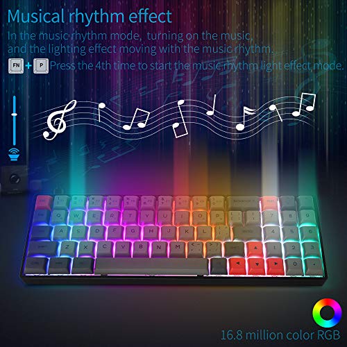 Epomaker SK71S 71-Keys Bluetooth5.1 Wireless/Wired Hot Swappable Mechanical Keyboard with RGB Backlit PBT GSA Keycaps for Win/Mac/Gaming (Gateron Optical Black, Black)