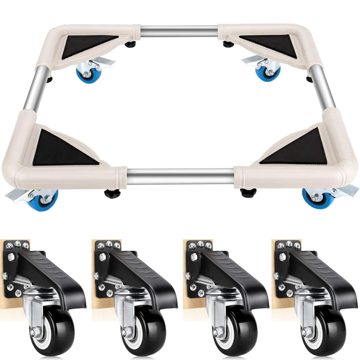 DOZAWA 600 LBS Workbench Casters (4 PK) and Telescopic Furniture Dolly White
