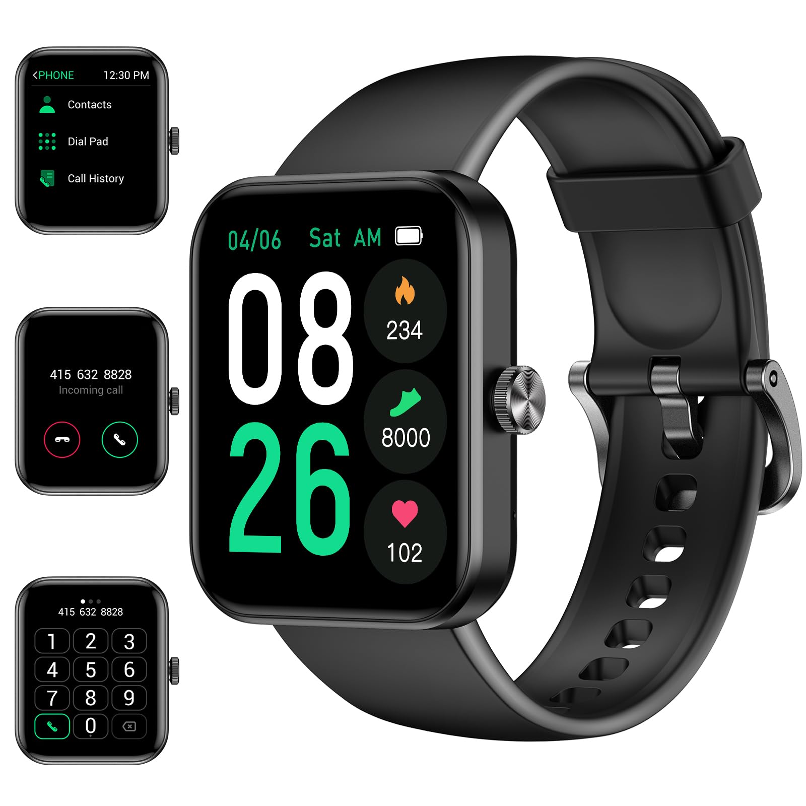 EURANS Smart Watch 42mm Bluetooth Calling (Answer/Make Call) HD Touch Screen IP68 Waterproof Fitness Tracker for Android and iOS Phones, Blood Oxygen & Heart Rate Monitor, Sleep Tracking for Men Women