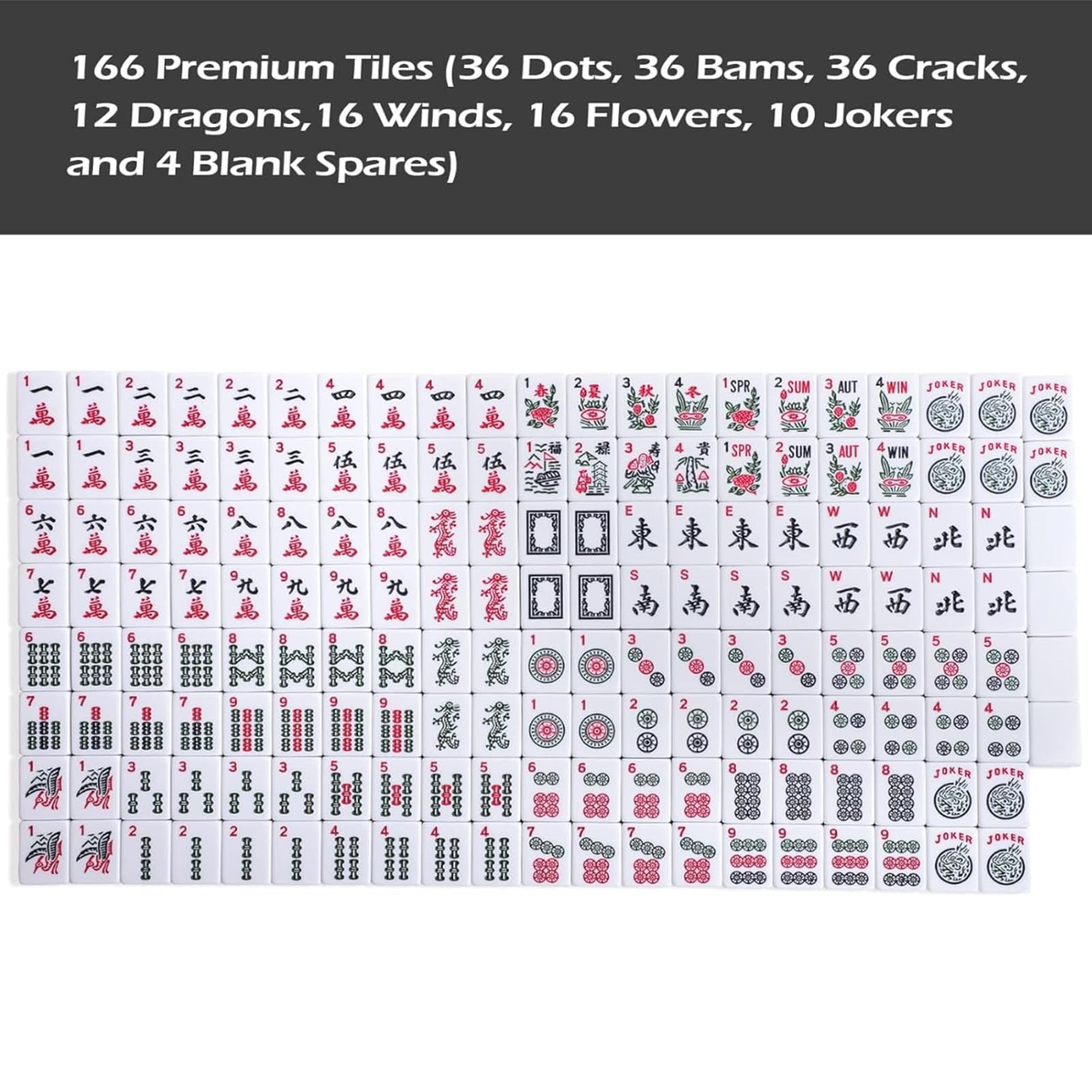 GUSTARIA American Mahjong Game Set, 166 Premium White Tiles, 4 All-in-One Color Rack/Pushers, Complete Mahjongg Set Blue Carrying Bag