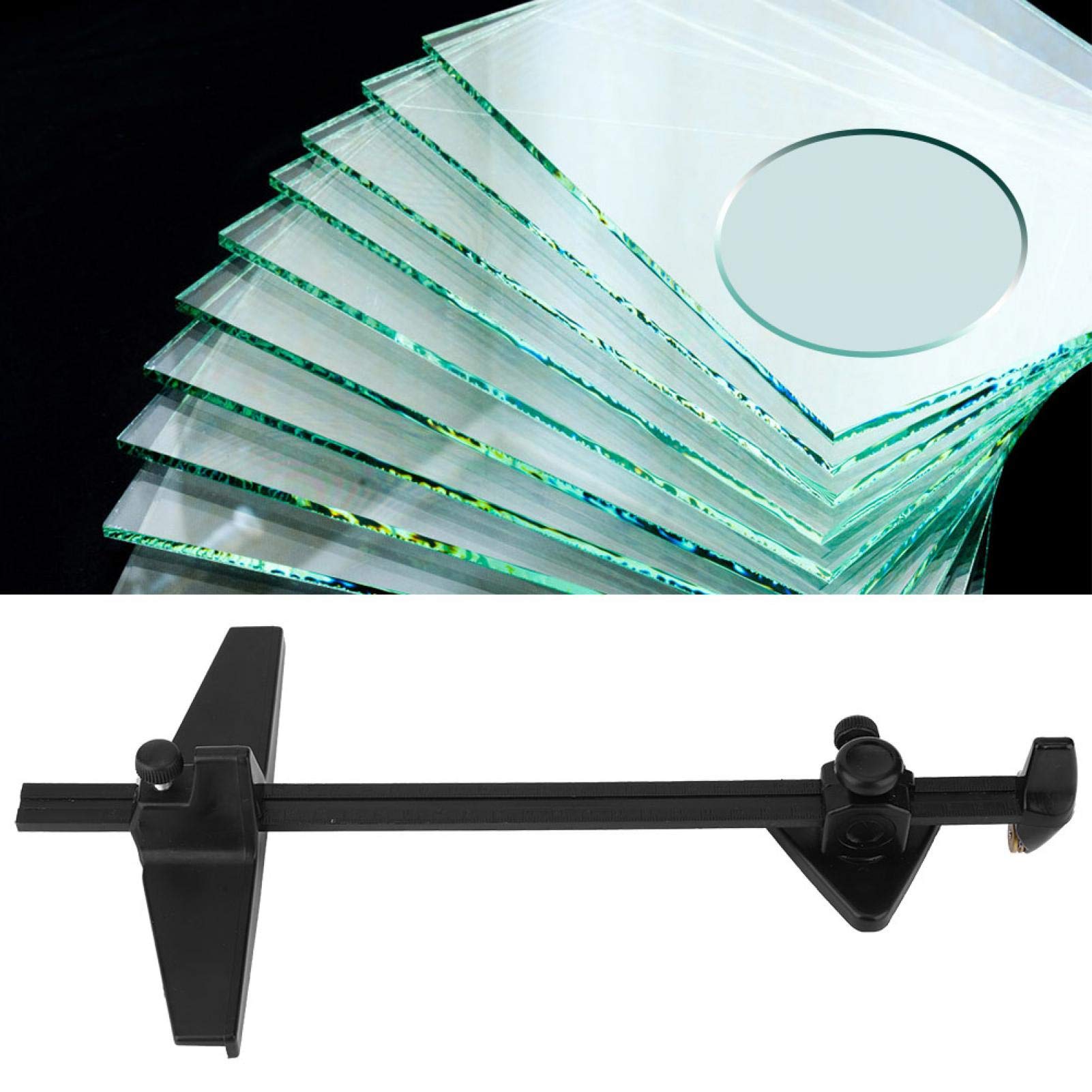Glass Cutting Tools, Round Diameter Adjustable Glass Bottle Cutter,Ring Gass Cutter for Industrial Supplies,Strip and Circle Glass Cutter with Base