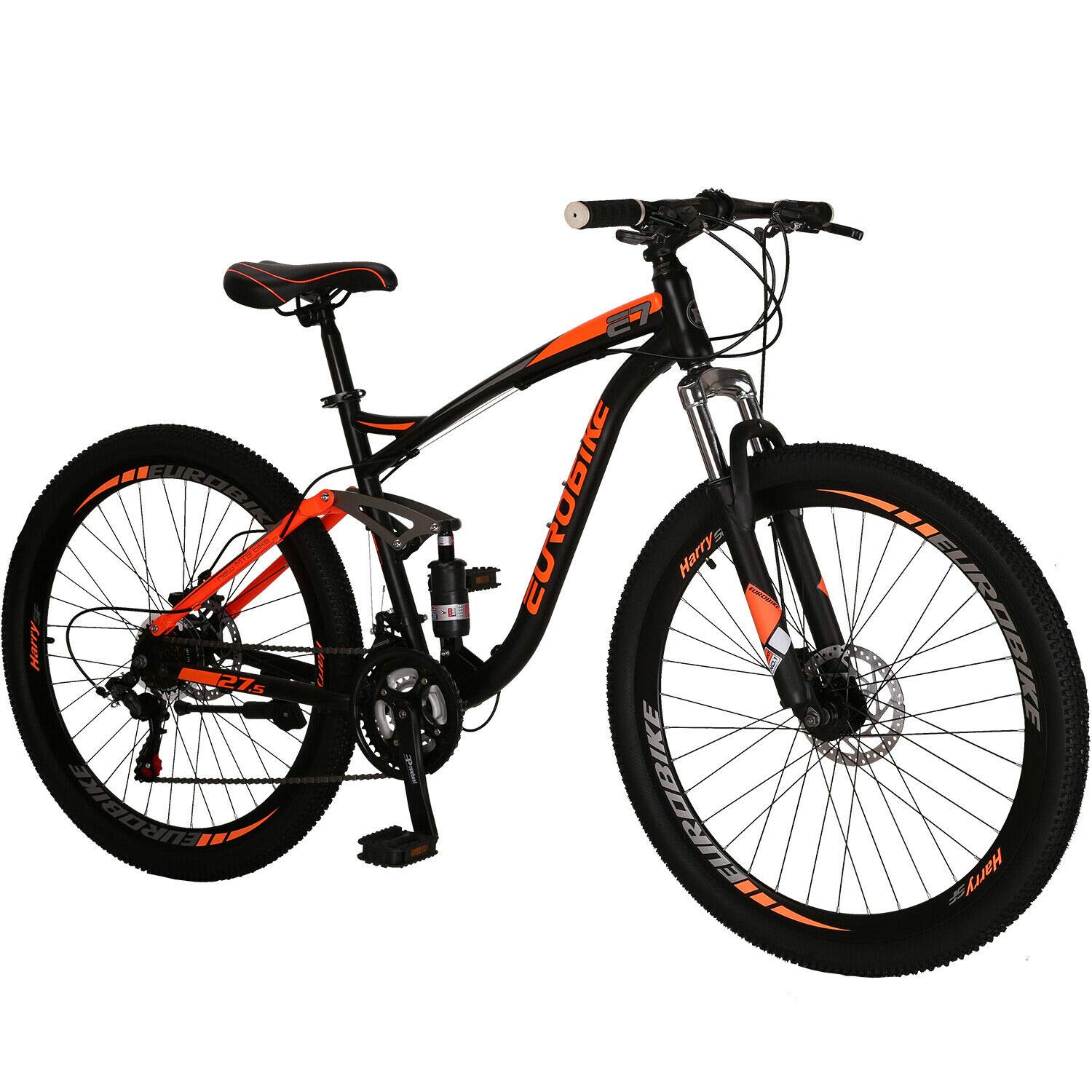 EUROBIKE Mountain Bikes Men 27.5 Adult 18 inch Frame (Orange)