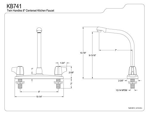 Kingston Brass KB741 8" Centerset Kitchen Faucet, Polished Chrome