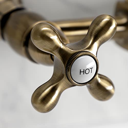 Kingston Brass Heritage 8-Inch Centerset Wall Mount Kitchen Faucet, Antique Brass