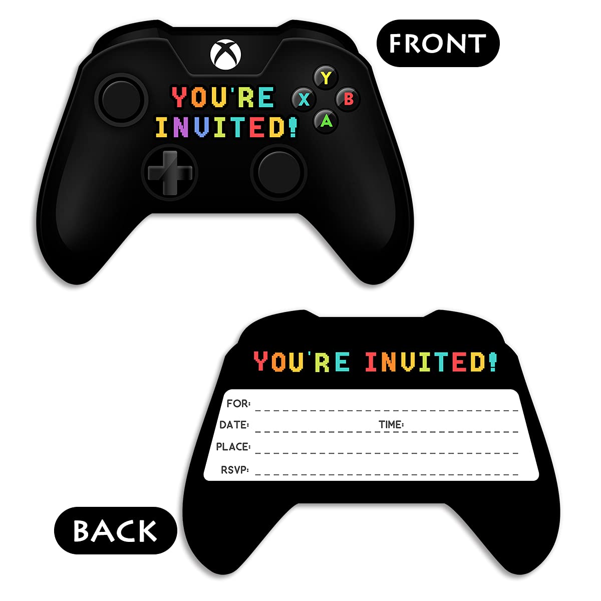 Simimi art 30 Video Game Birthday Party Invitations with Envelopes - Video Game invitation card - Fill-in Invitations