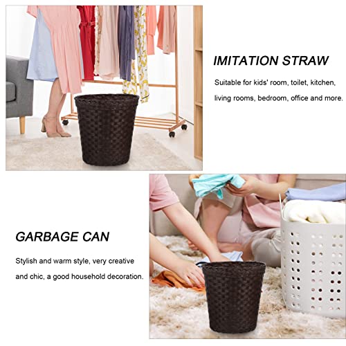 Ipetboom 1Pc Woven Baskets for Storage, Laundry Basket Bathroom Trash Can Garbage Can Small Trash Can Wicker Baskets Blanket Basket Storage Baskets Paper Rattan Basket for Home, Coffee