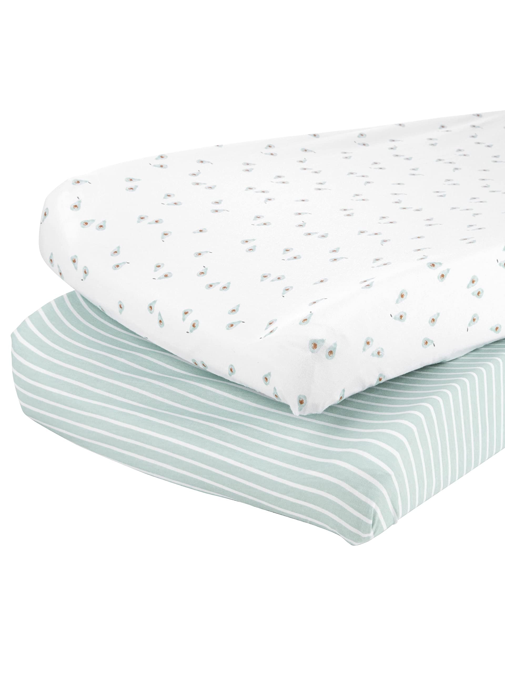 Simple Joys by Carter's Baby 2-Pack Cotton Changing Pad Covers, Stripe/Avocados, One Size