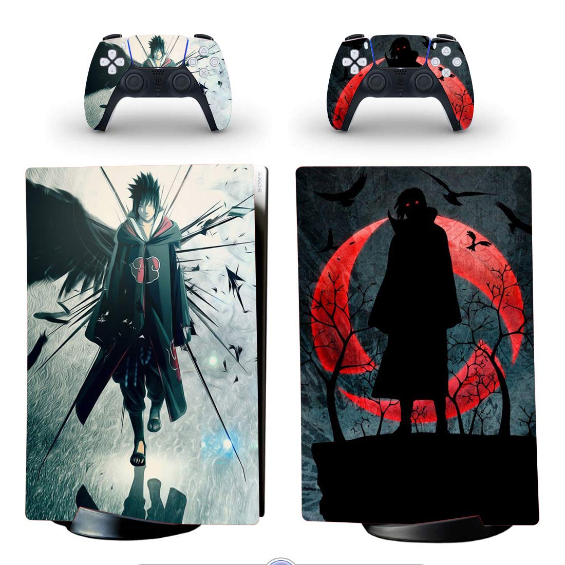 Decal Moments PS5 Digital Edition Console 2 Controllers Full Body Cover Vinyl Skin Decals Stickers for Playstation 5 Digital Console and Controllers Sasuke Uchiha