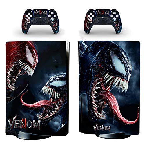 Decal Moments PS5 Standard Disc Console Controllers Full Body Vinyl Skin Sticker Decals for Playstation 5 Console and Controllers Venom Horror