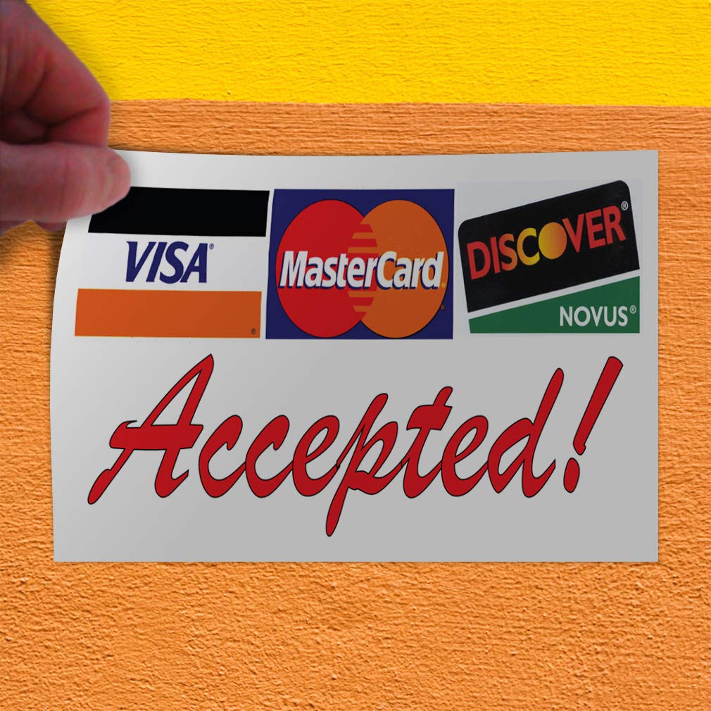 Decal Stickers Multiple Sizes Accepted ! Visa MasterCard Discover Red Industrial Vinyl Safety Sign Label Business 10x7Inches